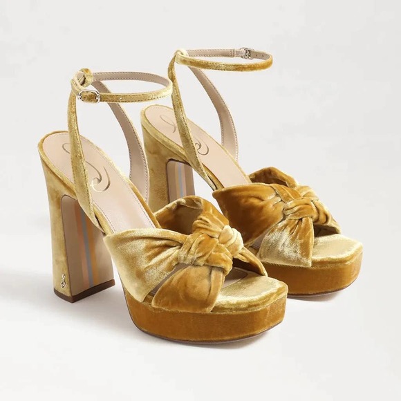 Sam Edelman | Shoes | New Sam Edelman Kristen Yellow Gold Velvet ...